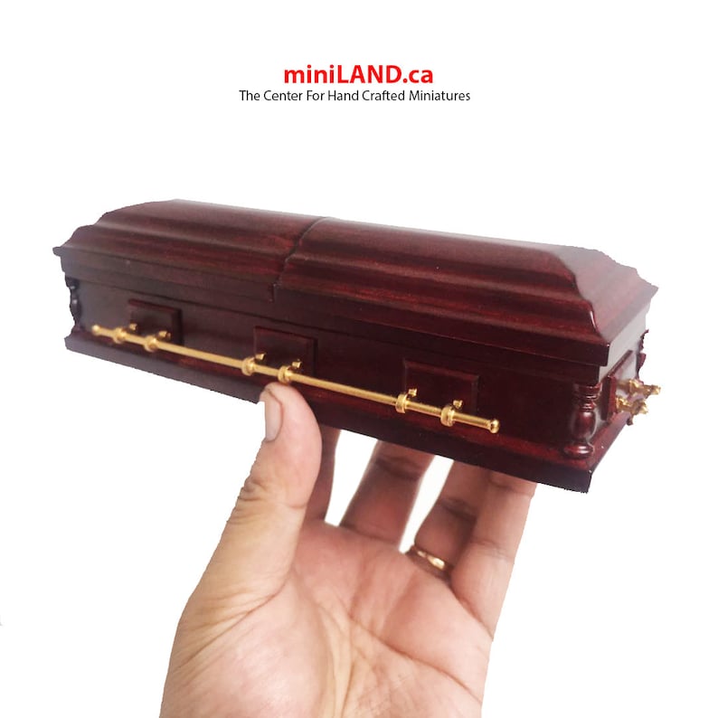 1:12 Scale Wooden Miniature Coffin Casket Mahogany Color With Brass ...