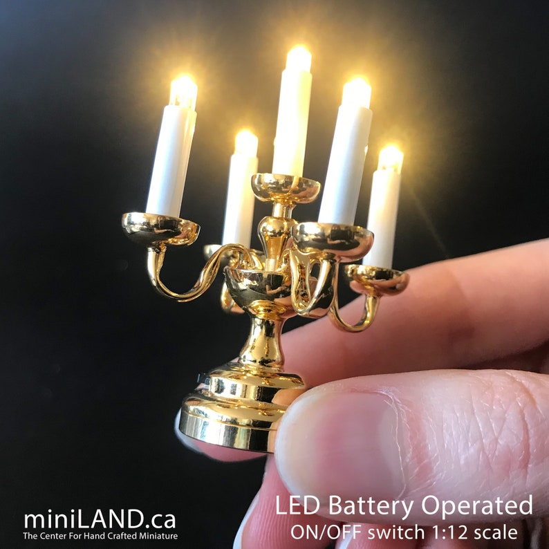 Small Candelabra 5 Candles Super Bright With On/off Switch for 1:12 ...