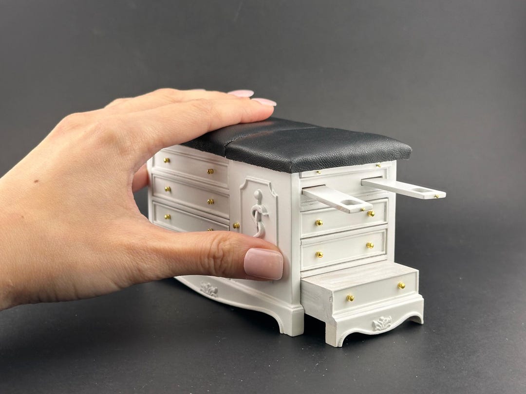 White Miniature 1:12 Scale Doctor’s Exam Bed – A Wooden Medical Table ...