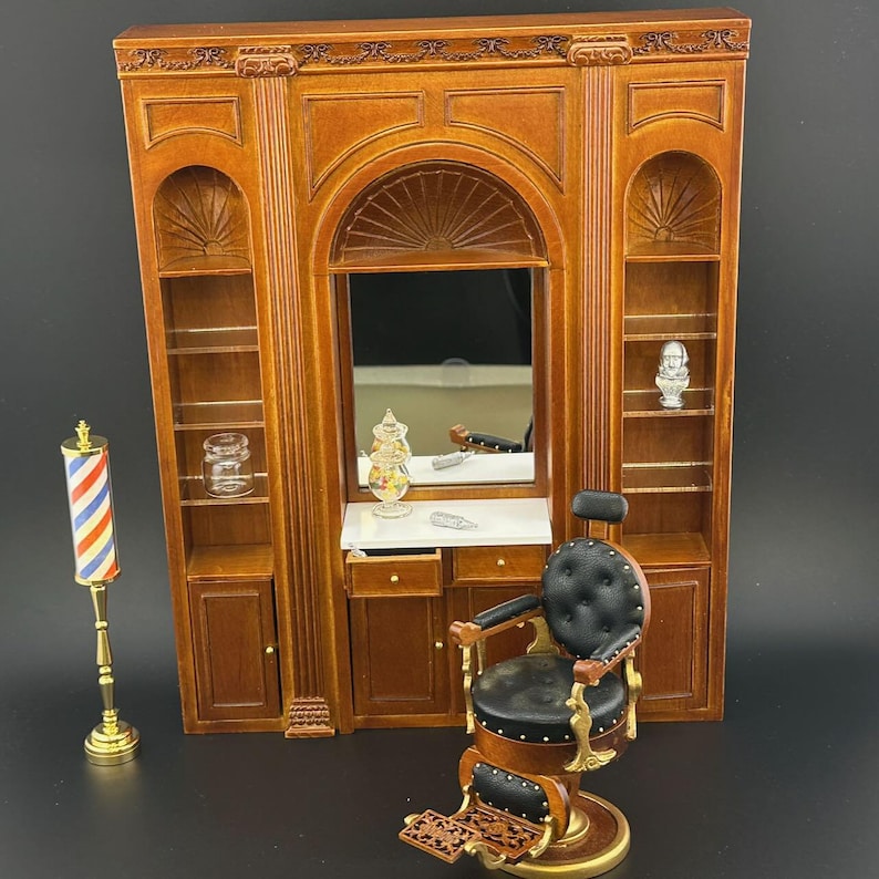Barber Shop Hair Salon 1:12 Scale Dollhouse Miniatures - Etsy