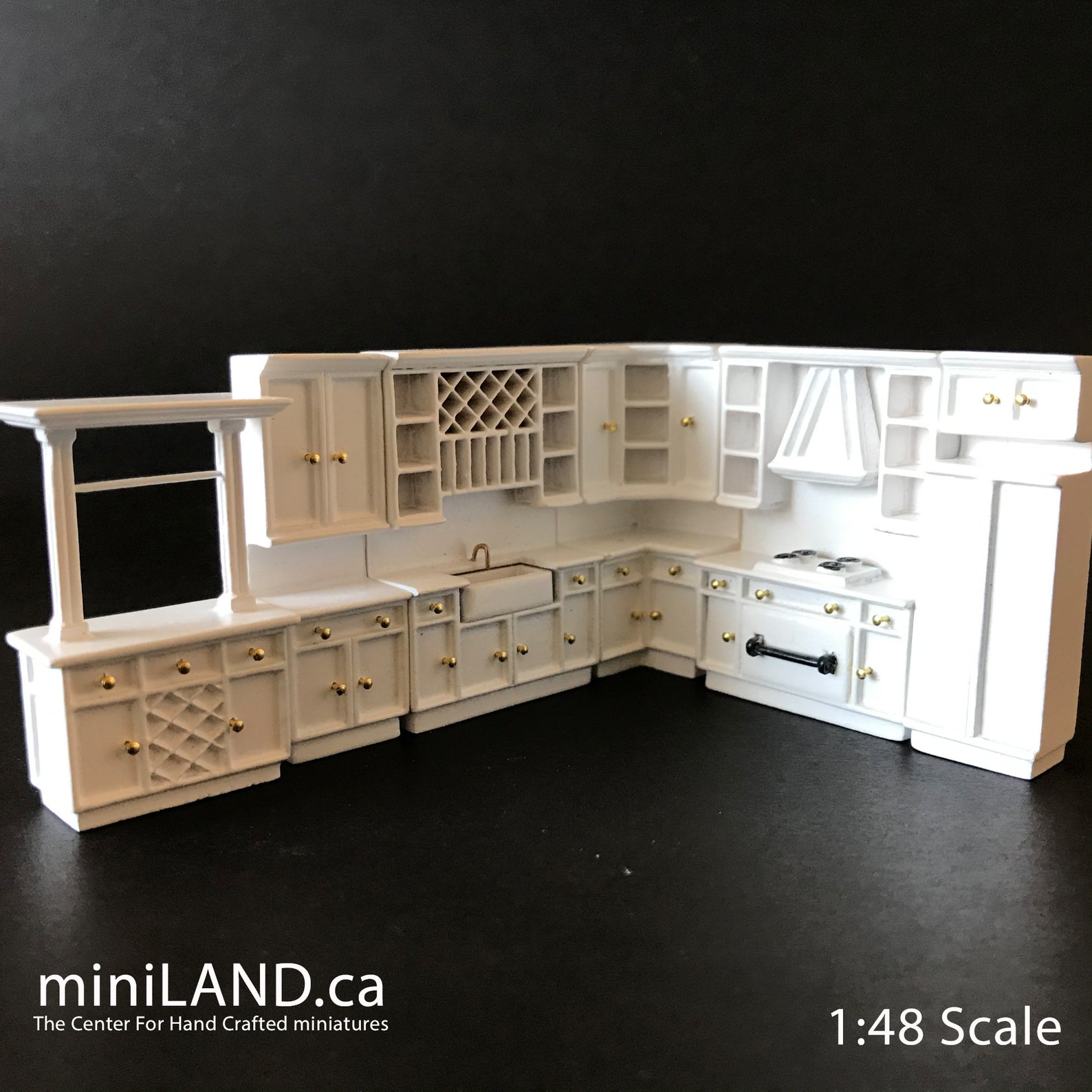 1:48 1/4 Quarter Scale Kitchen Set 6pcs Wood Refrigerator Stove Sink ...