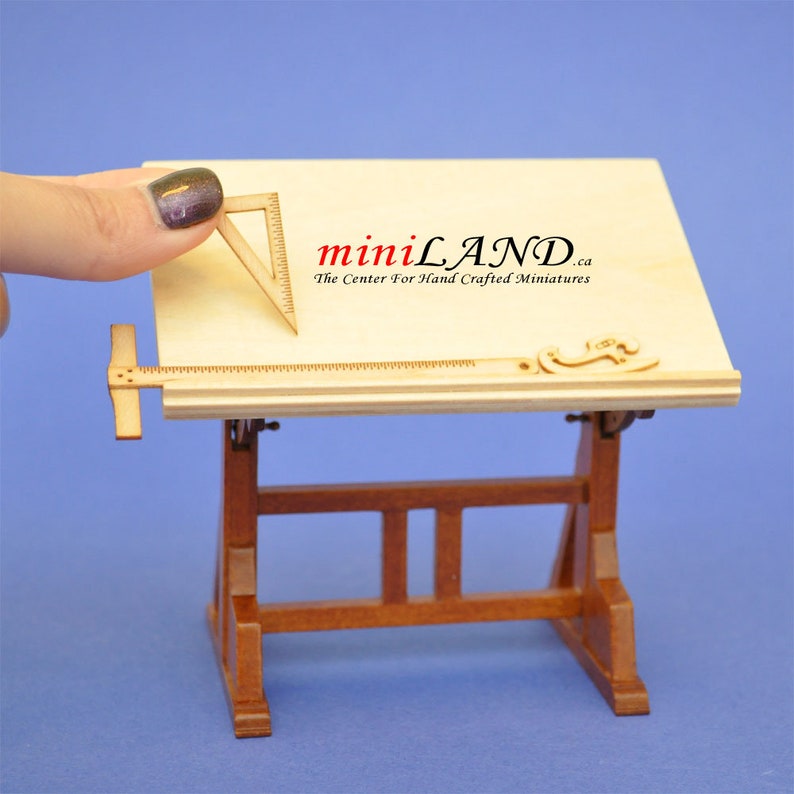 Architect's wooden drafting Drawing table with rulers 1:12 | Etsy