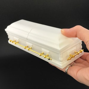 1:12 Wooden Miniature Coffin Casket WHITE Color With Brass Metal Rod ...