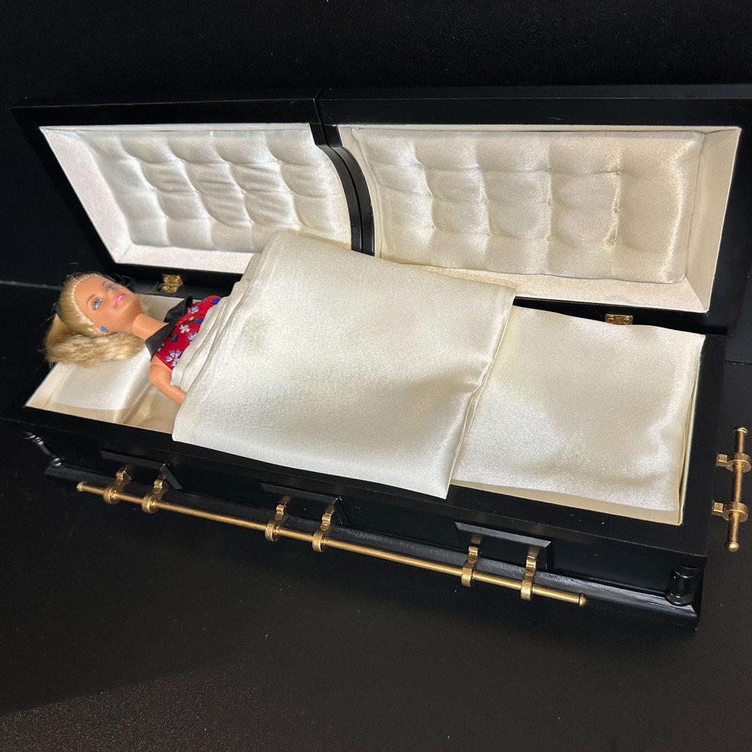 1:6 Scale Wooden Miniature Coffin Casket BLACK Color for 1/6 Dollhouse ...