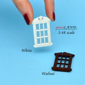 1:48 1/4" Quarter Scale Single Window Walnut With Plexiglas Dollhouse ...