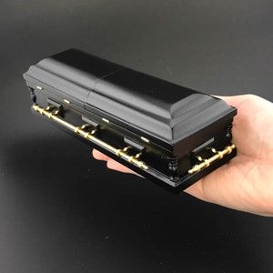 1:12 Wooden Miniature Coffin Casket BLACK Color With Brass Metal Rod ...