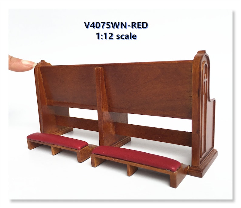 Miniature Church Pew With Folding Kneeling Bench for 1:12 Dollhouse ...