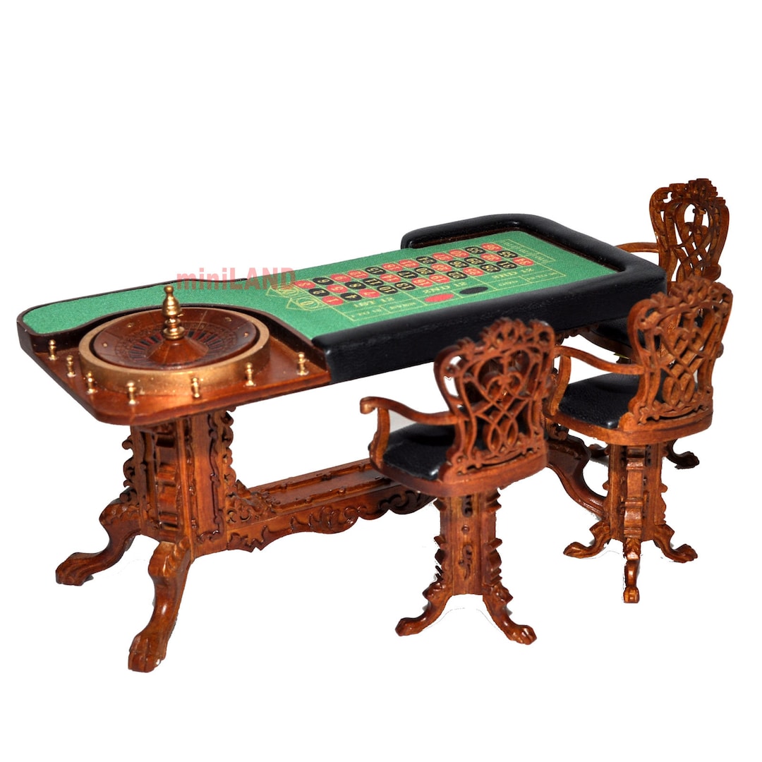 Miniature Roulette Casino Wheel Play Game for Dollhouse 1:12 Scale Bet ...