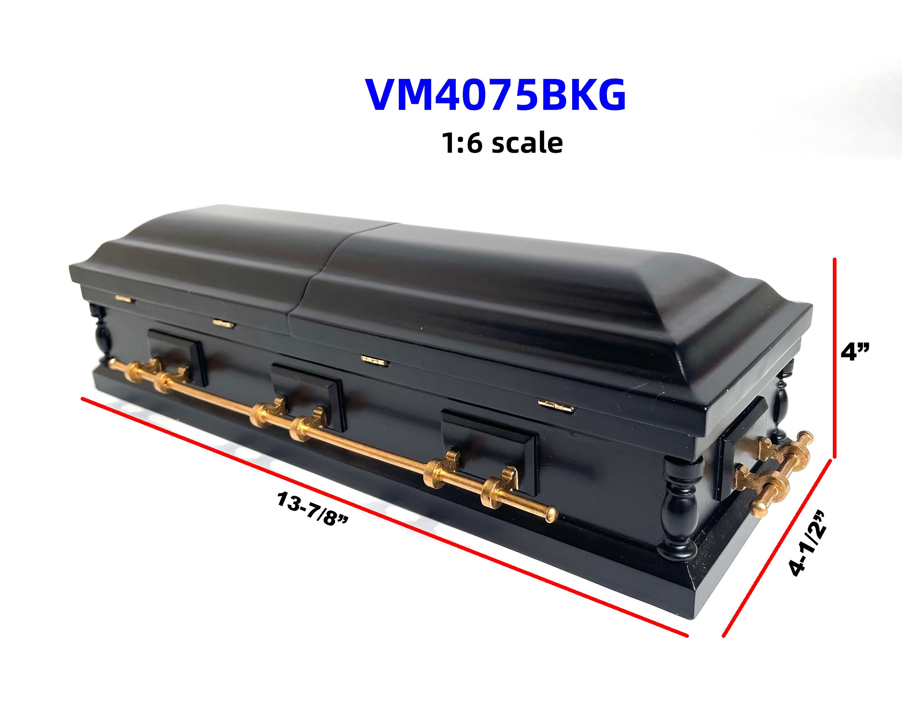 1:6 Scale Wooden Miniature Coffin Casket BLACK Color for 1/6 Dollhouse ...