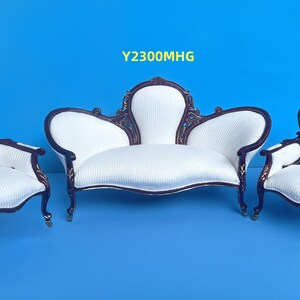 Victorian Mini 1:12 Scale Rococo ORNATE Armchair and Sofa Couch for ...