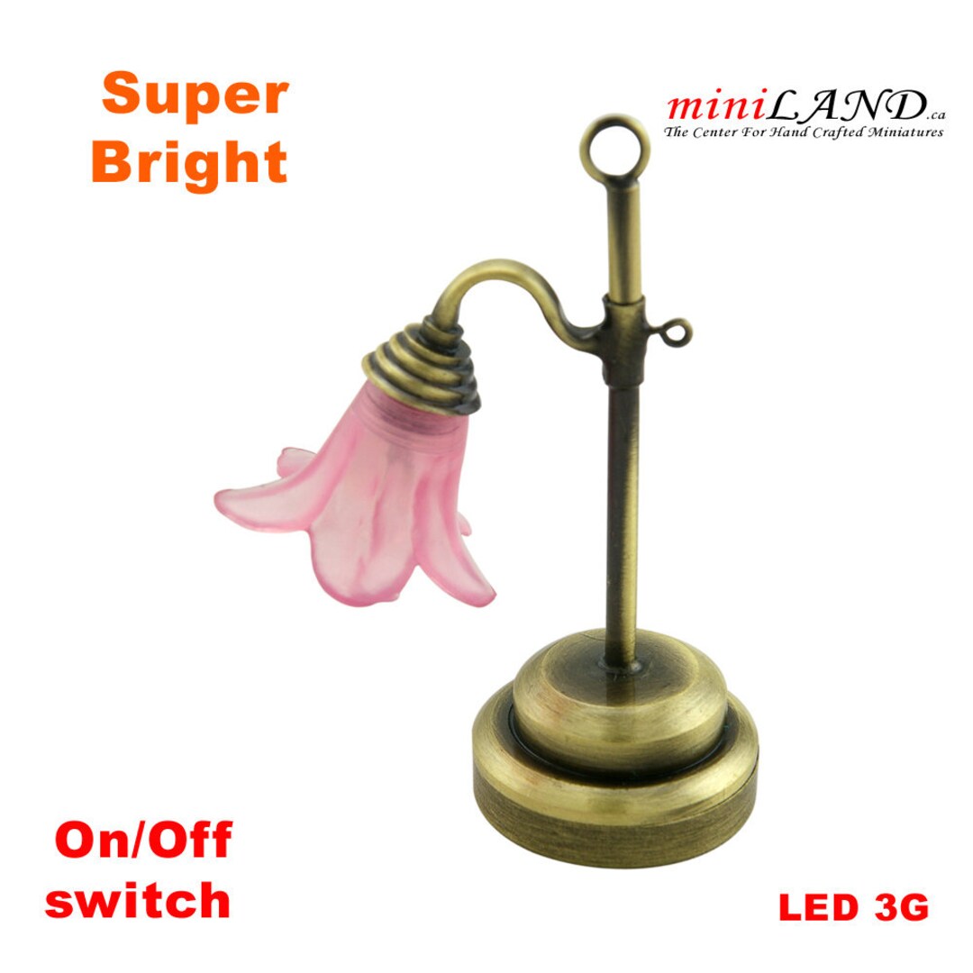 Antique Tulip Table Lamp Pink LED Super Bright With On/off Switch for 1 ...