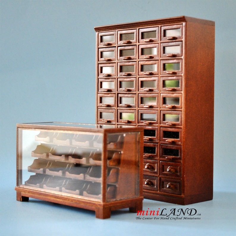 Store Haberdasher Counter 40 Drawers Unit Art Deco Dollhouse Miniature ...