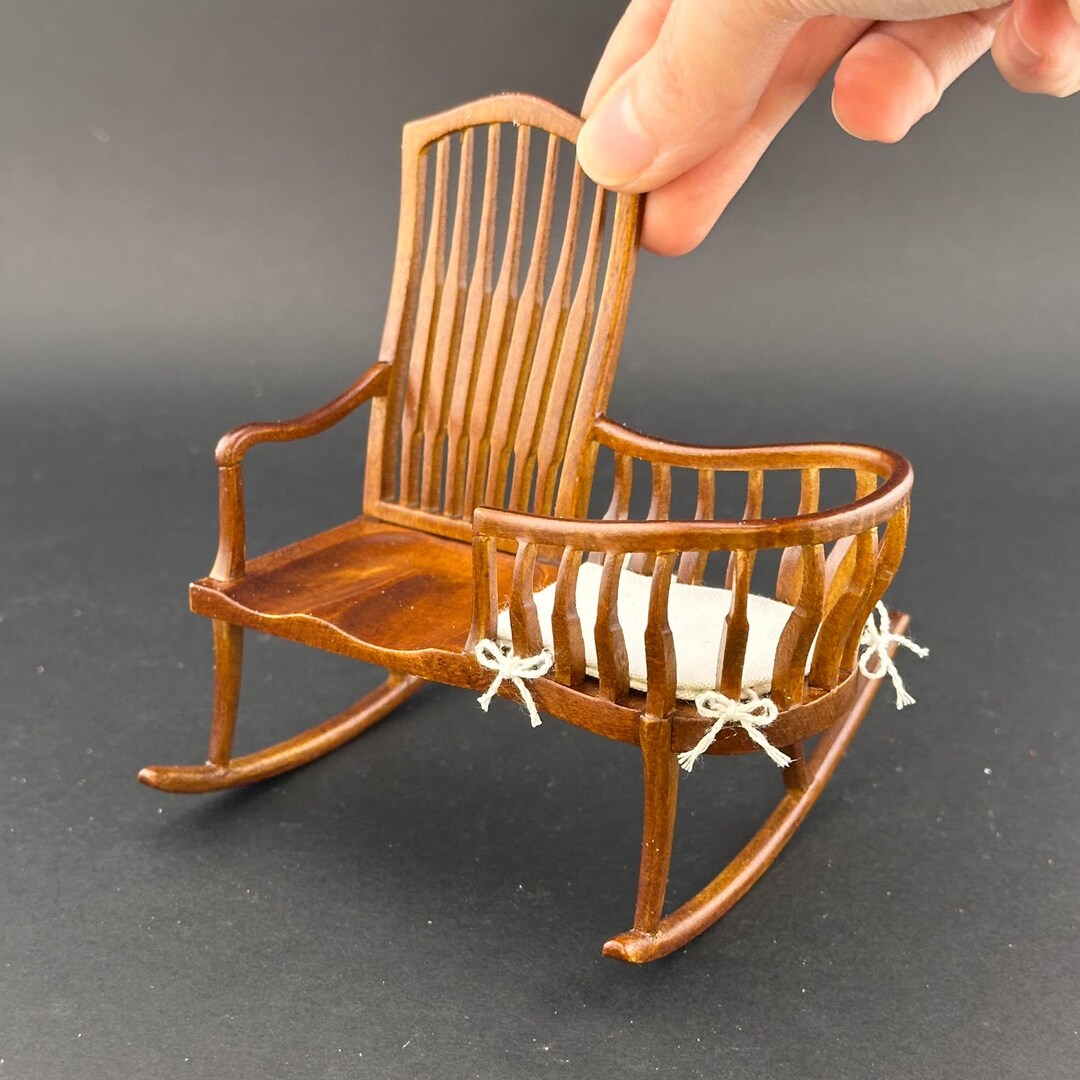 Miniature Baby Crib Chair Bench Spindle Windsor Style for 1:12 Scale ...
