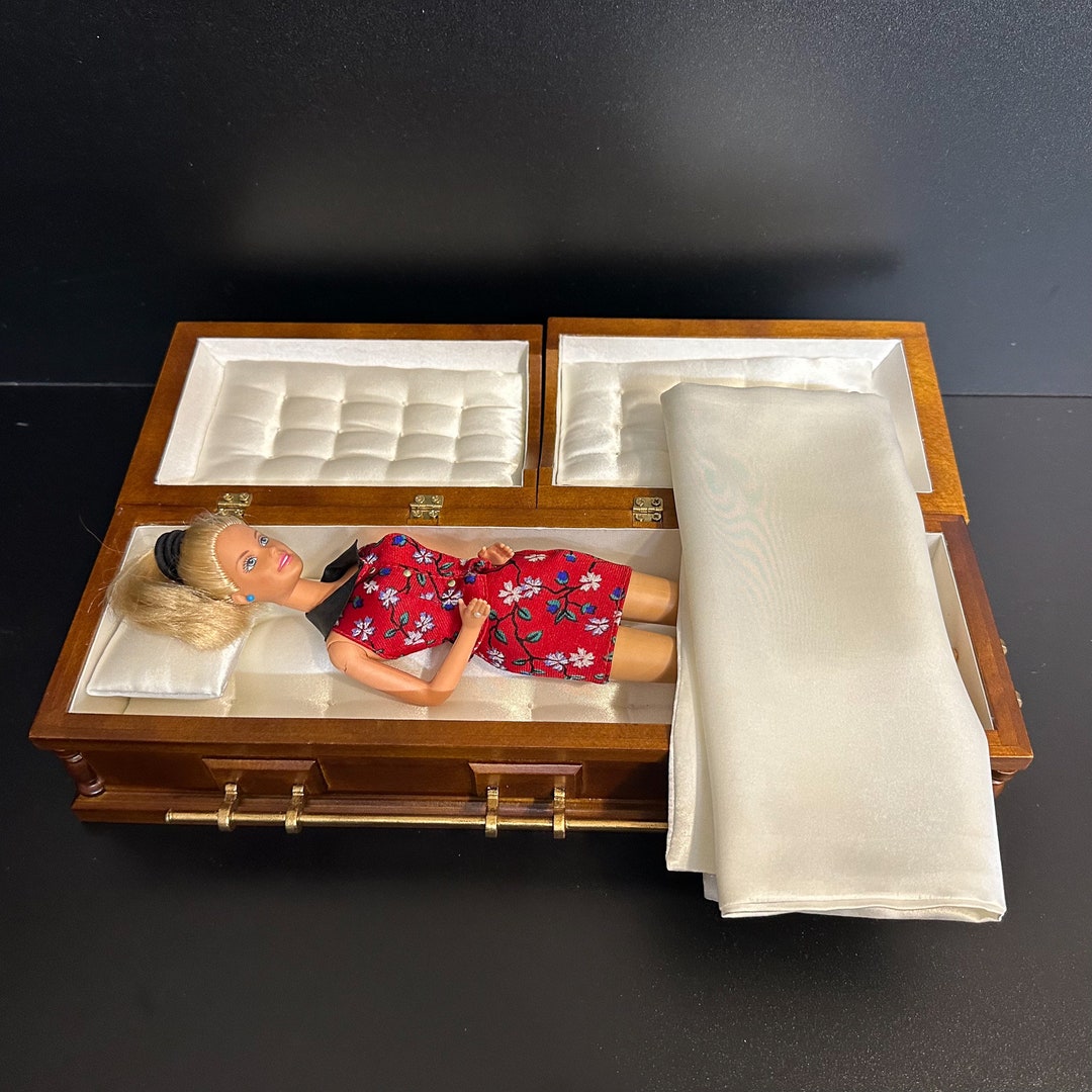 1:6 Scale Wooden Miniature Coffin Casket WALNUT Color for 1/6 Dollhouse ...