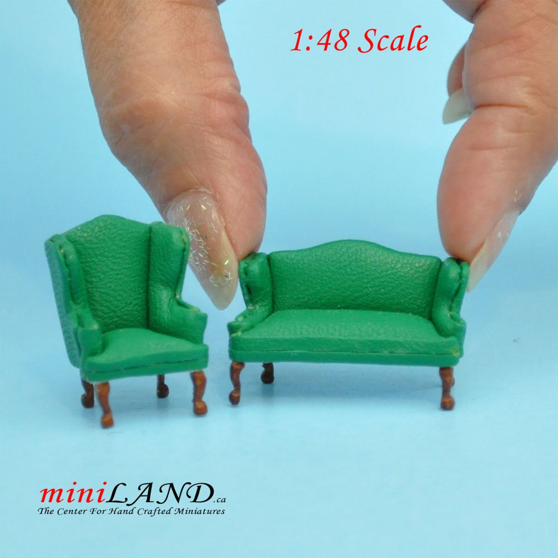 1:48 1/4 Quarter Scale Queen Anne Leather Sofa and Wing - Etsy