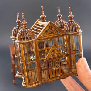 Miniature Magnificent Wooden Ornate Victorian Bird Cage With a Table ...