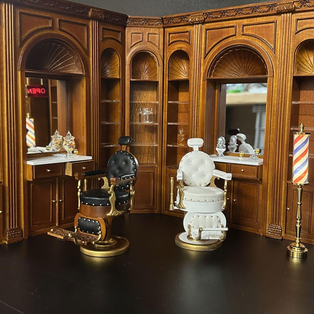 Barber Shop Hair Salon 1:12 Scale Dollhouse Miniatures - Etsy