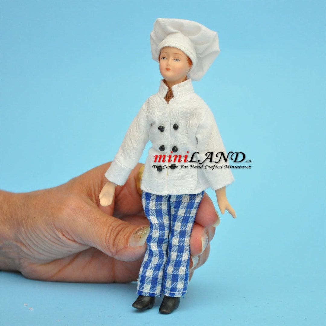 Bendable Doll for 1:12 Dollhouse - Chef Cook Food Miniature Mini ...