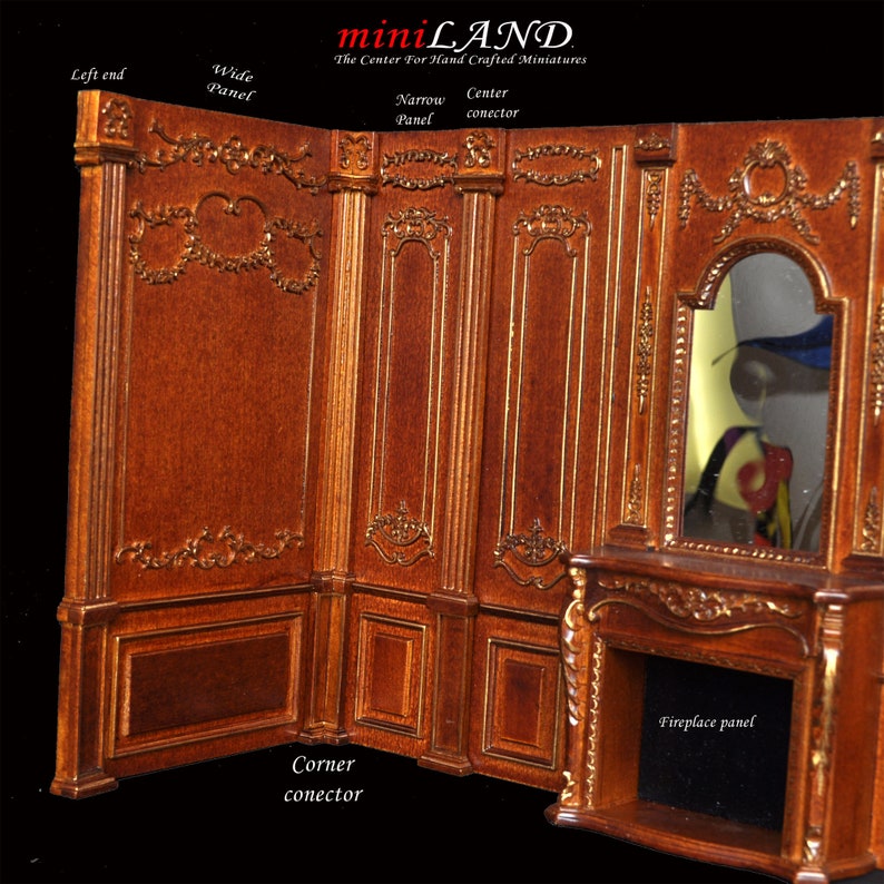 Fireplace Panel - Royal Paneling Line Walnut With Gold for 1:12 ...