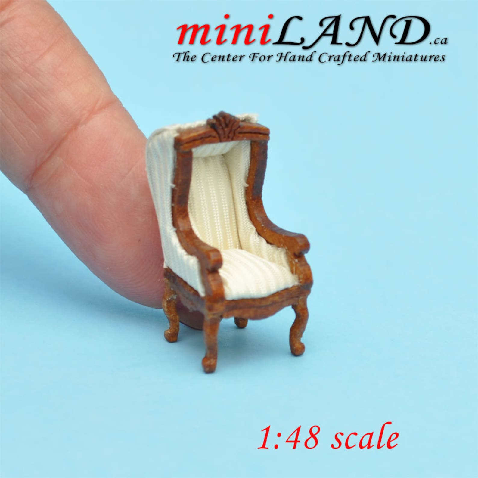 1:48 1/4" Quarter Scale Victorian Canopy Hooded Chair for Dollhouse ...