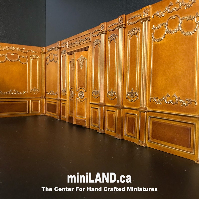 French Royal Paneling Line WALNUT 1:12 Scale Build a Room Using Wall ...