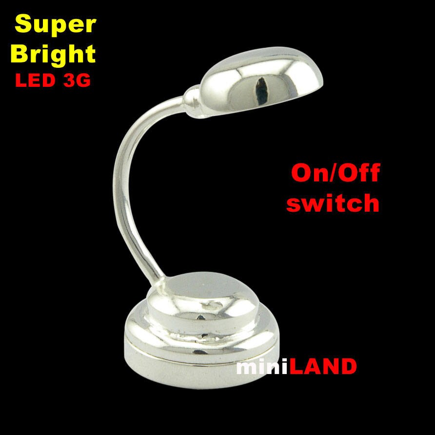 SILVER Modern Desk Lamp LED Super Bright Light With On/off Switch for ...