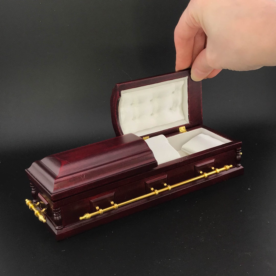1:12 Scale Wooden Miniature Coffin Casket Mahogany Color With Brass ...