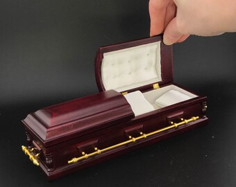 1:12 Wooden Miniature Coffin Casket BLACK Color With Brass Metal Rod ...