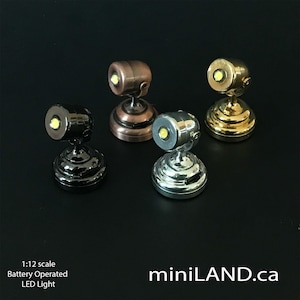 Miniature Spot Led Light BLACK Lamp With On/off Switch for 1:12 Scale ...