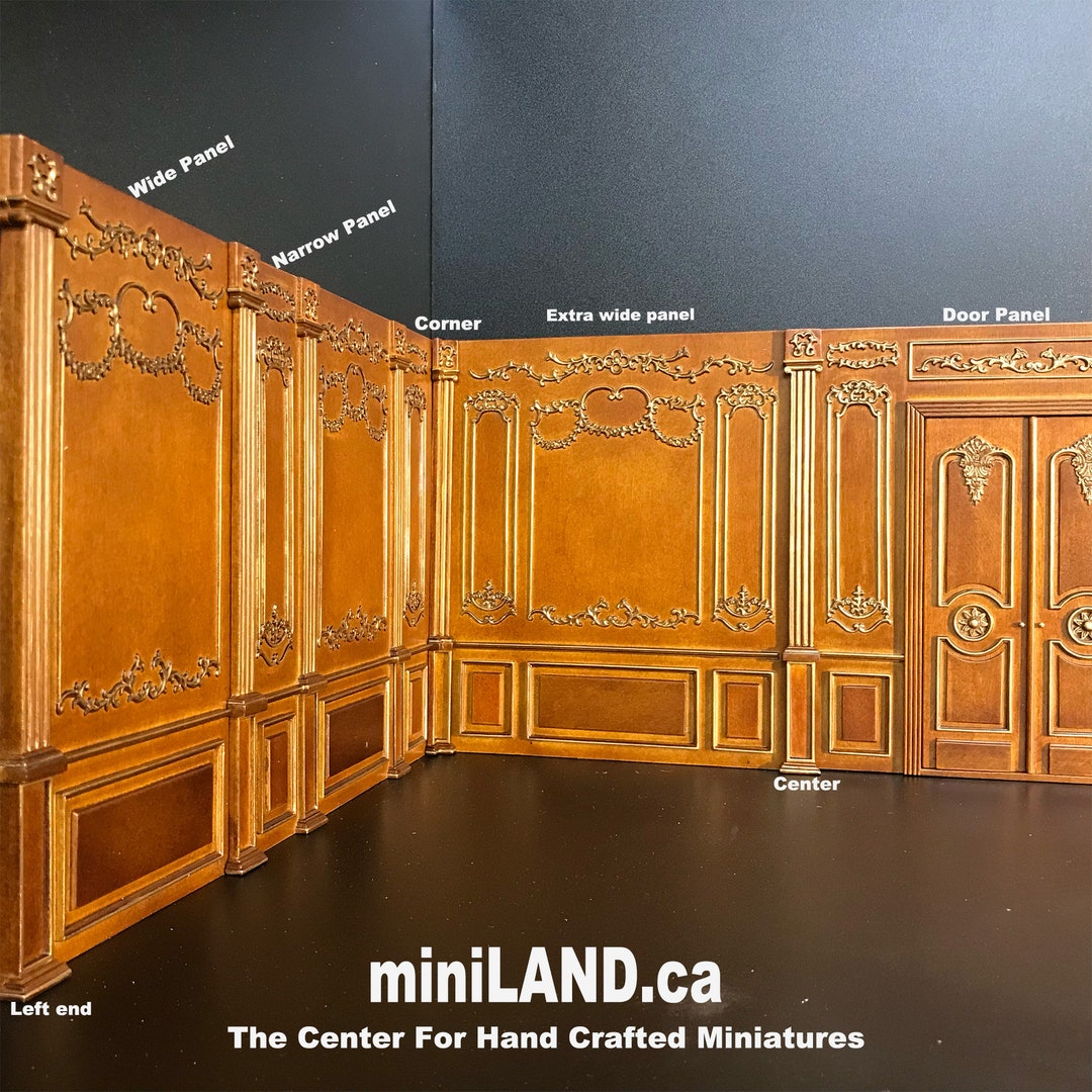 French Royal Paneling Line WALNUT 1:12 Scale Build a Room Using Wall ...