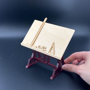 Architect's Wooden Drafting Drawing Table With Rulers 1:12 Dollhouse ...