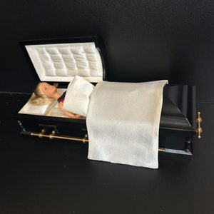 1:6 Scale Wooden Miniature Coffin Casket BLACK Color for 1/6 Dollhouse ...