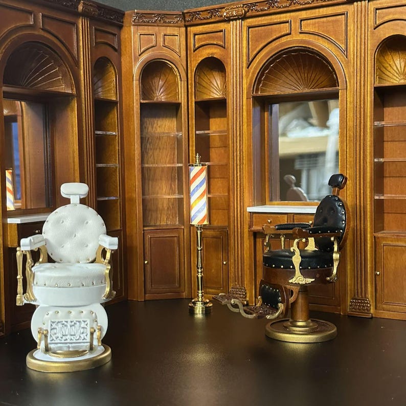 Barber Shop Hair Salon 1:12 Scale Dollhouse Miniatures - Etsy