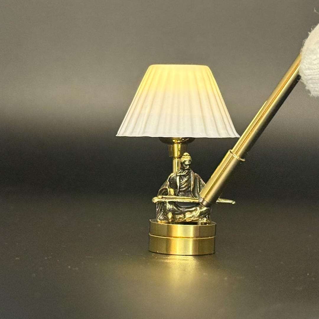 A Chinese Warrior Playing a Musical Instrument Table Lamp Miniature ...