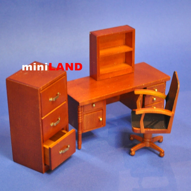 Modern Office Room Set 4 Pcs 1:12 Scale for Dollhouse Miniatures WN ...