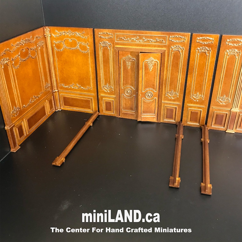 French Royal Paneling Line WALNUT 1:12 Scale Build a Room Using Wall ...