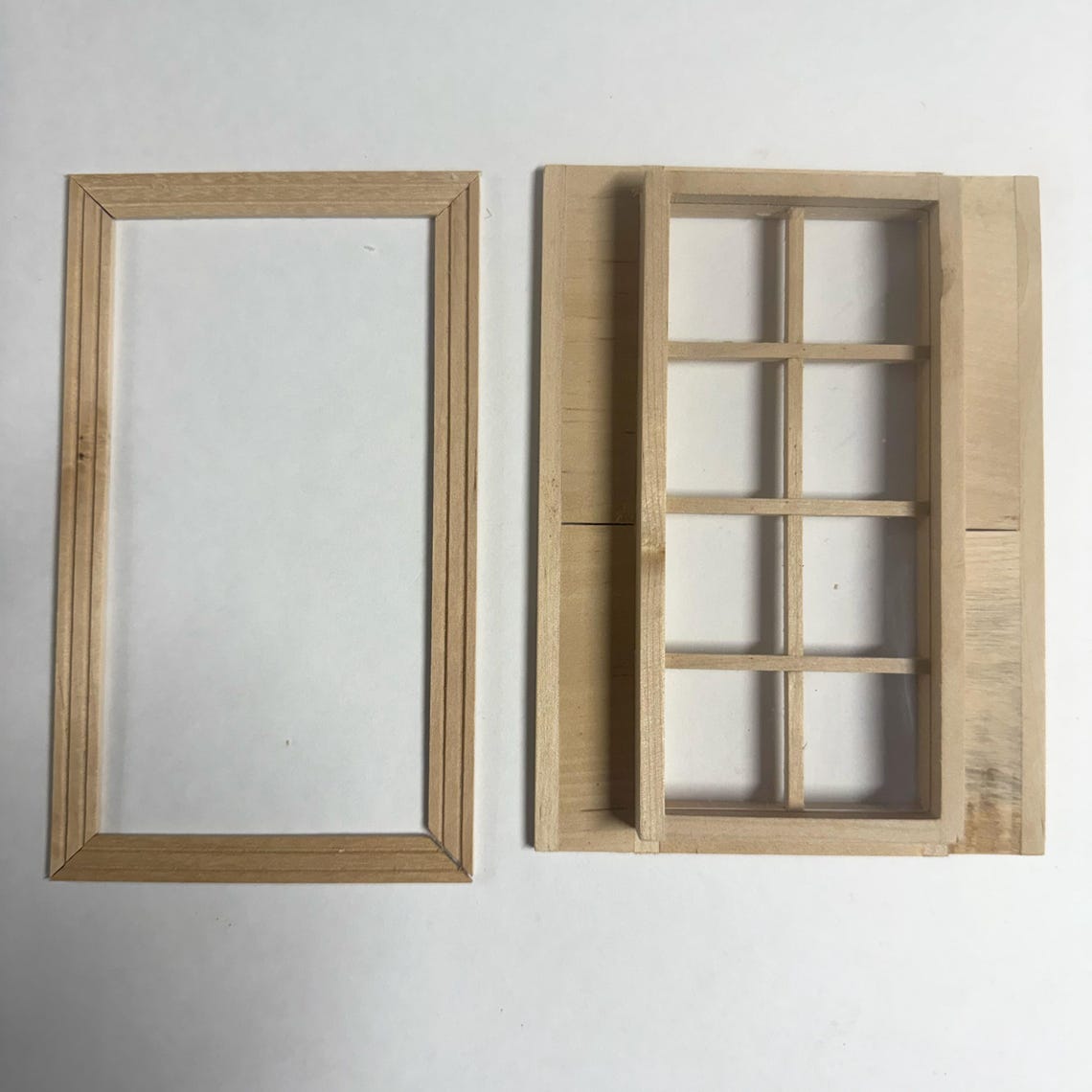 Unfinished Wooden Miniature Window With Side Shutters and Inner Trim ...