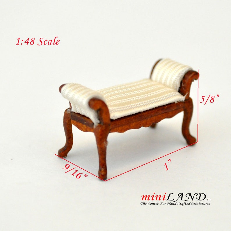 1:48 1/4" Quarter Scale Chaise Lounge Bench White Top Quality Walnut ...
