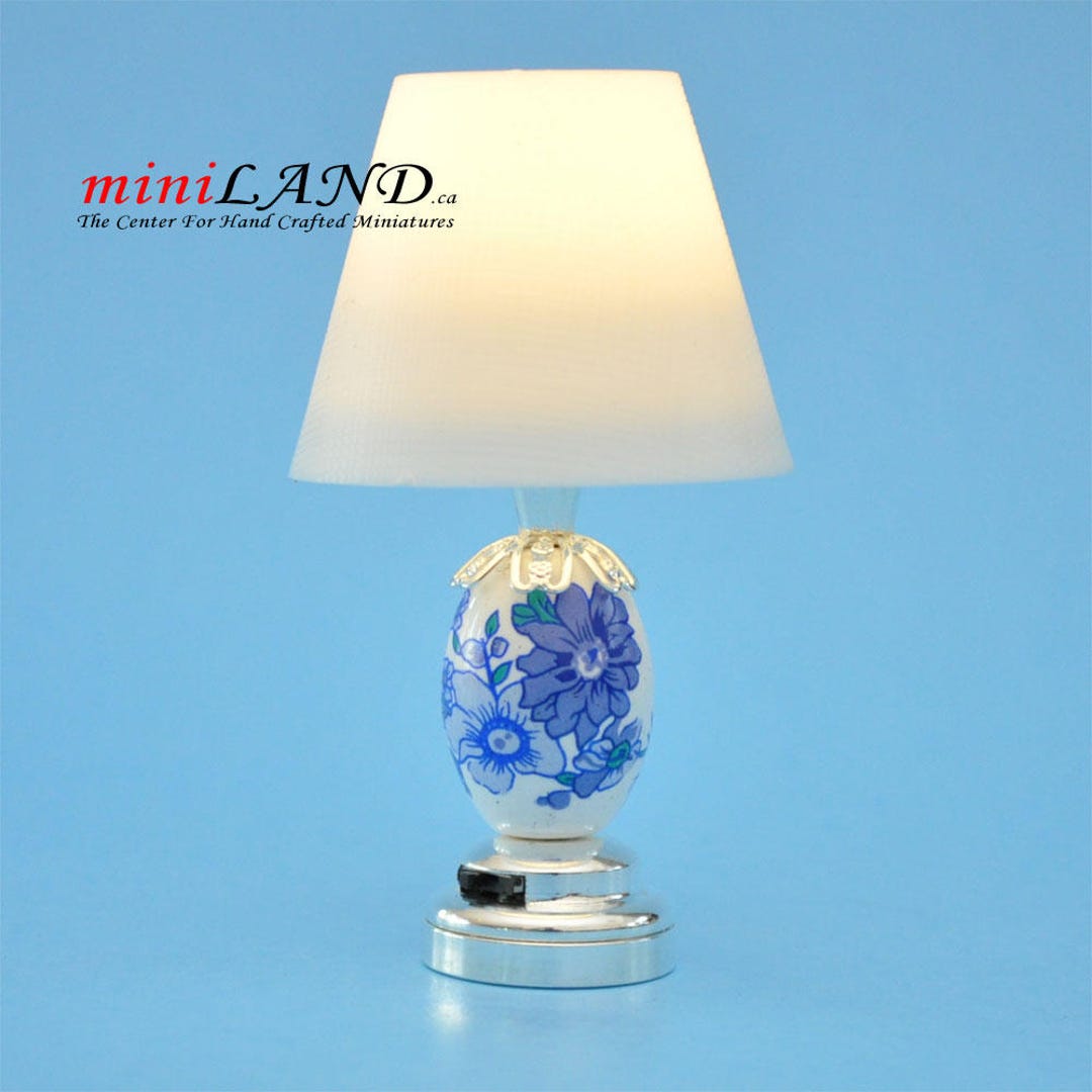 Miniature Blue/white Table SILVER Light Lamp With On/off Switch for 1: ...