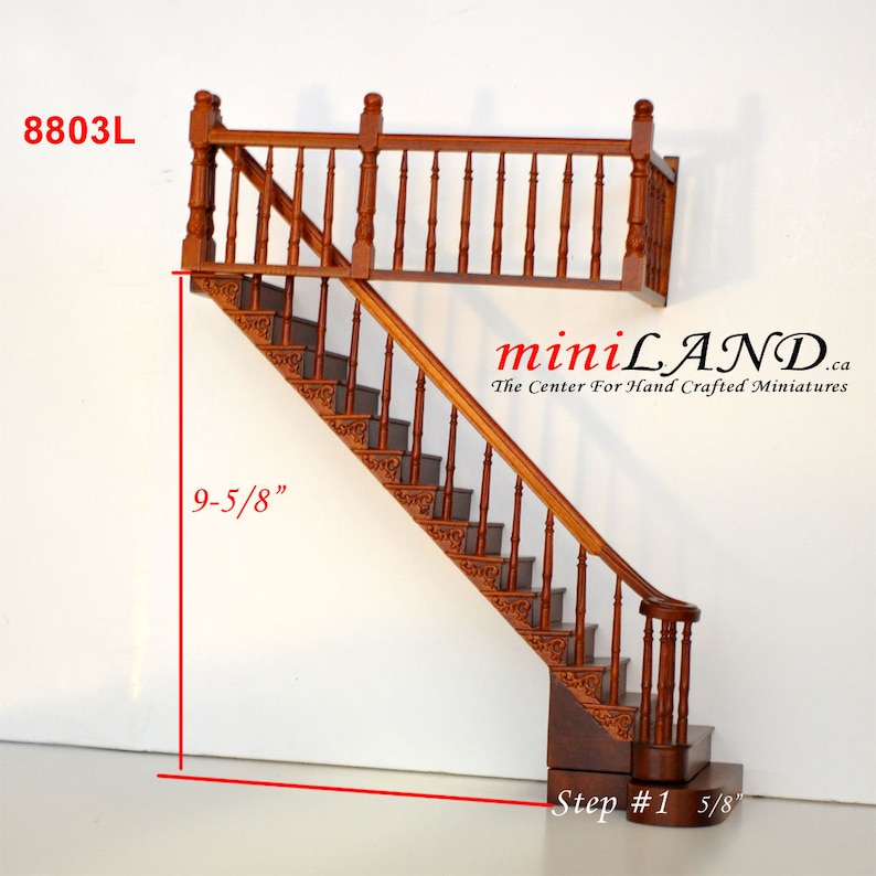 LEFT Quality Staircase Set With Railings 1:12 Scale for 9"-10 ...
