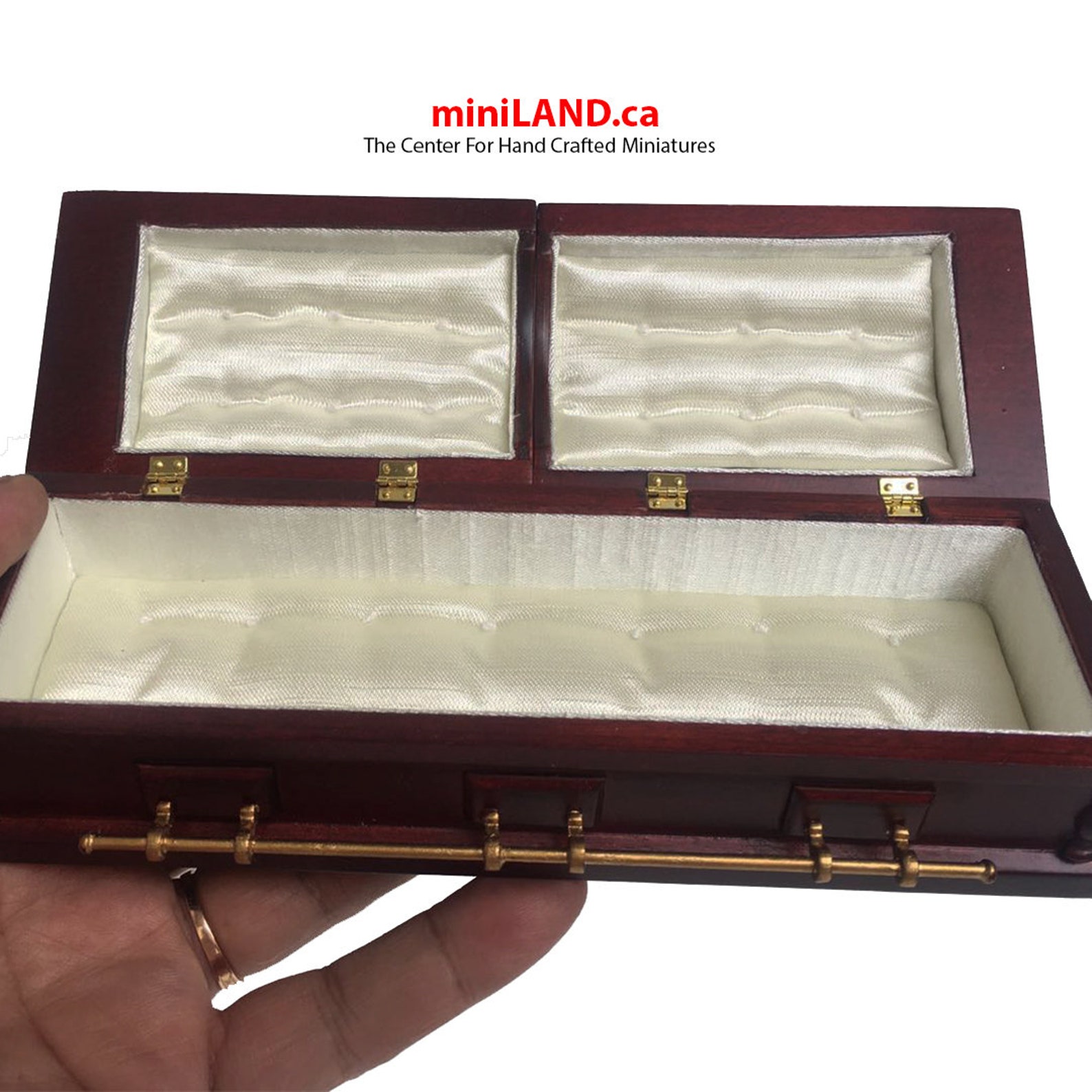 1:12 Scale Wooden Miniature Coffin Casket Mahogany Color With Brass ...