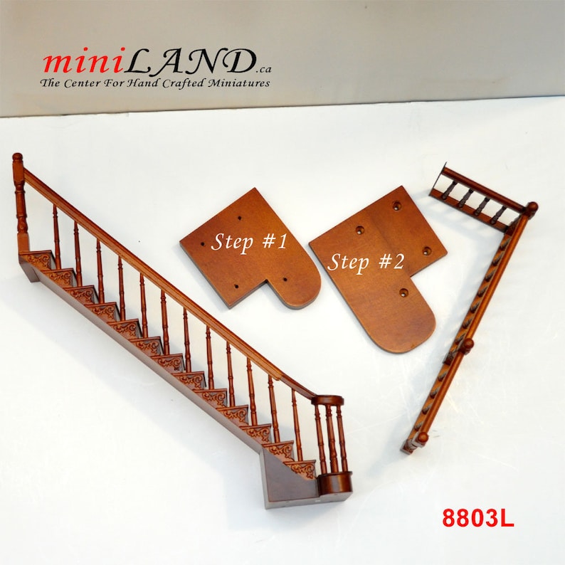 LEFT Quality Staircase Set With Railings 1:12 Scale for 9"-10 ...