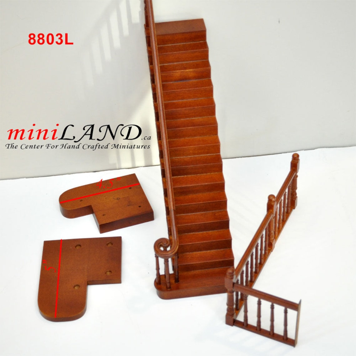 LEFT Quality Staircase Set With Railings 1:12 Scale for 9"-10 ...