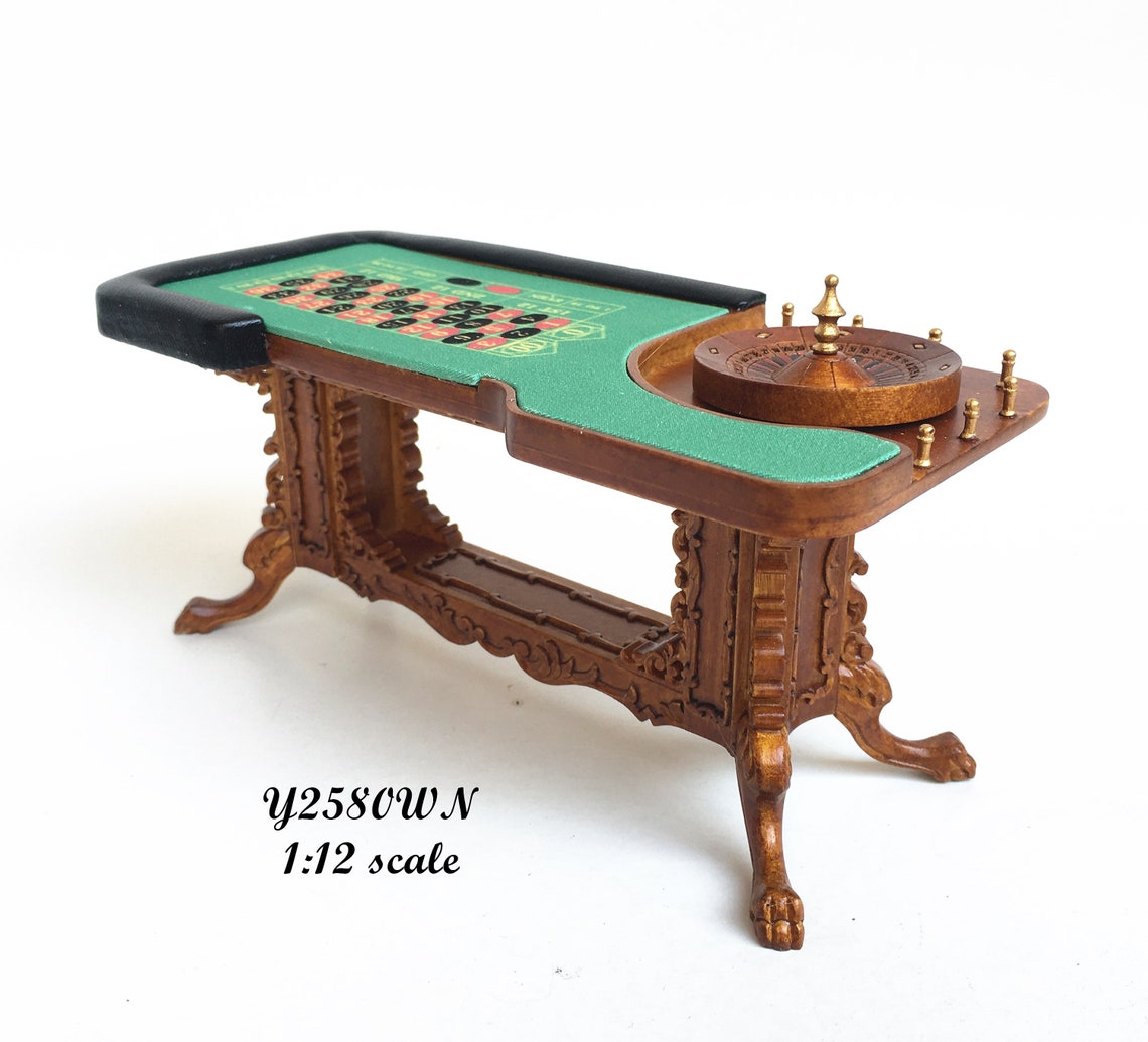 Miniature Roulette Casino Wheel Play Game for Dollhouse 1:12 Scale Bet ...
