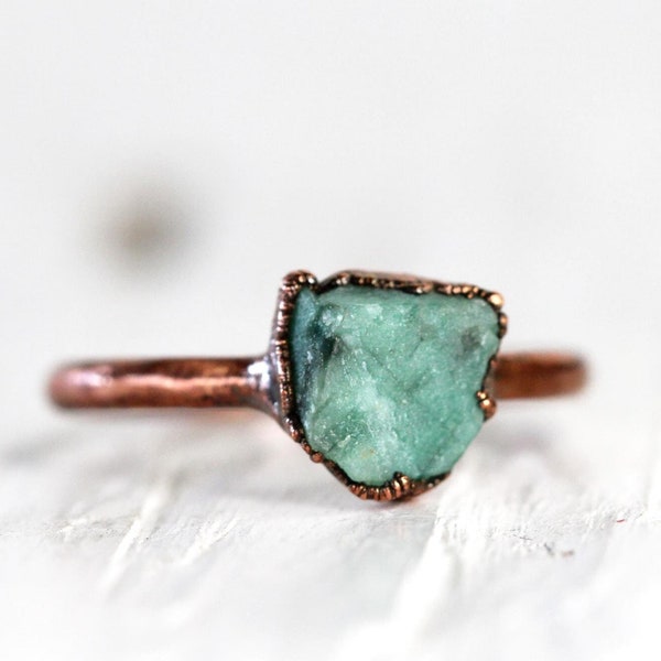 Raw Emerald Ring - Etsy