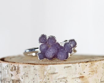 Grape Agate Sterling Silver Ring, Size 8.75, Indonesia Gem, Rare ...