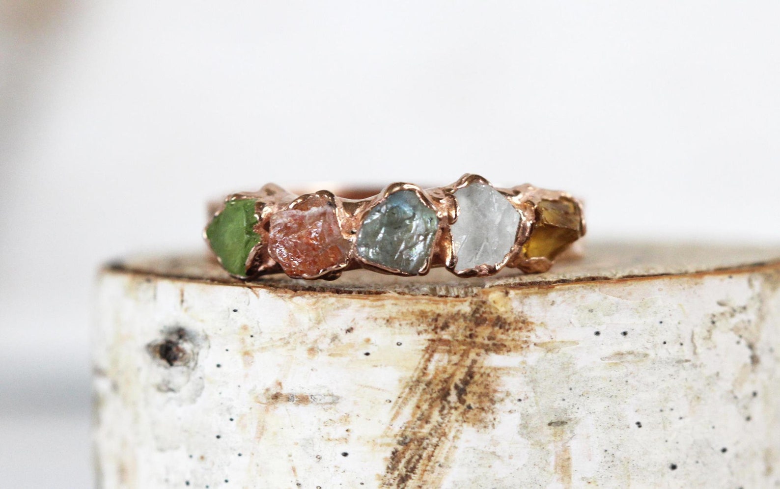 Lucky Stone Ring Raw Stone Silver Ring Multi Stone Crystal - Etsy Canada