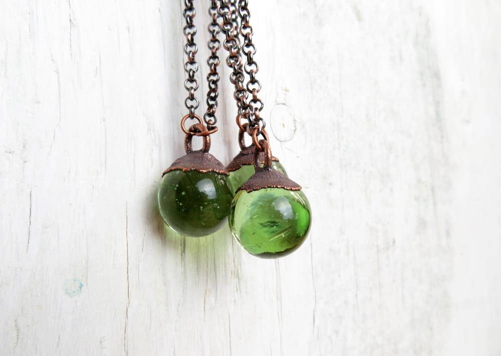 Helenite Pendant Green Glass Orb Necklace Mt. St. Helens | Etsy