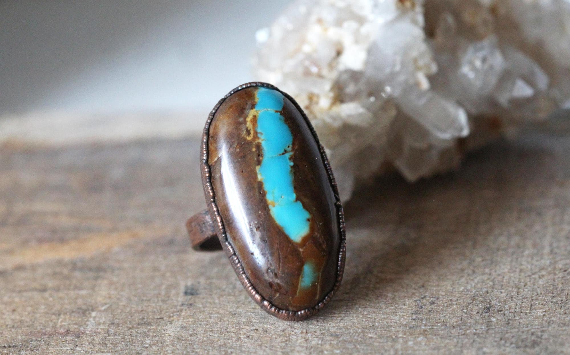Turquoise Ring - Size 7 - Royston Ribbon Turquoise - Untreated ...