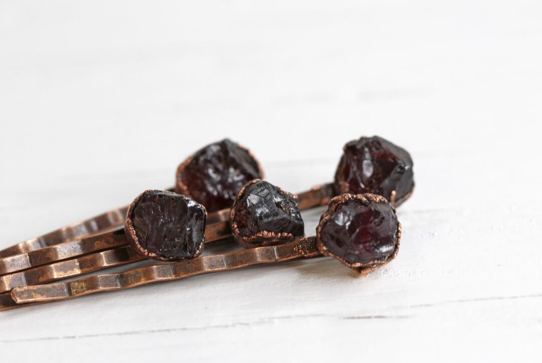 Garnet Bobby Pin Raw Crystal Hair Accessory Stone Hair - Etsy